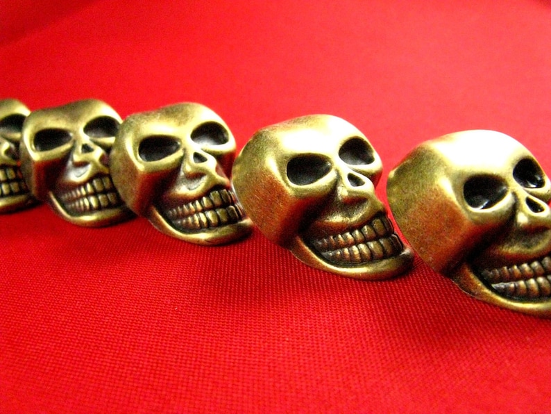 Metal Buttons Large Skull Metal Buttons Antique Brass - Etsy