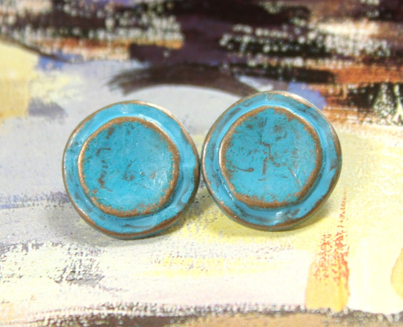 Metal Buttons - Double Circles Metal Buttons , Retro Sky Blue Color ...