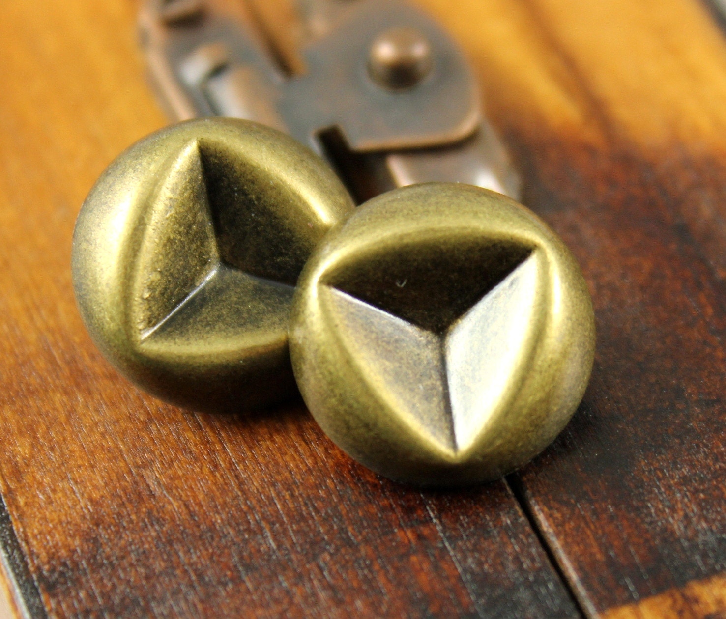 Metal Buttons Triangle Concave Metal Buttons Antique Brass - Etsy