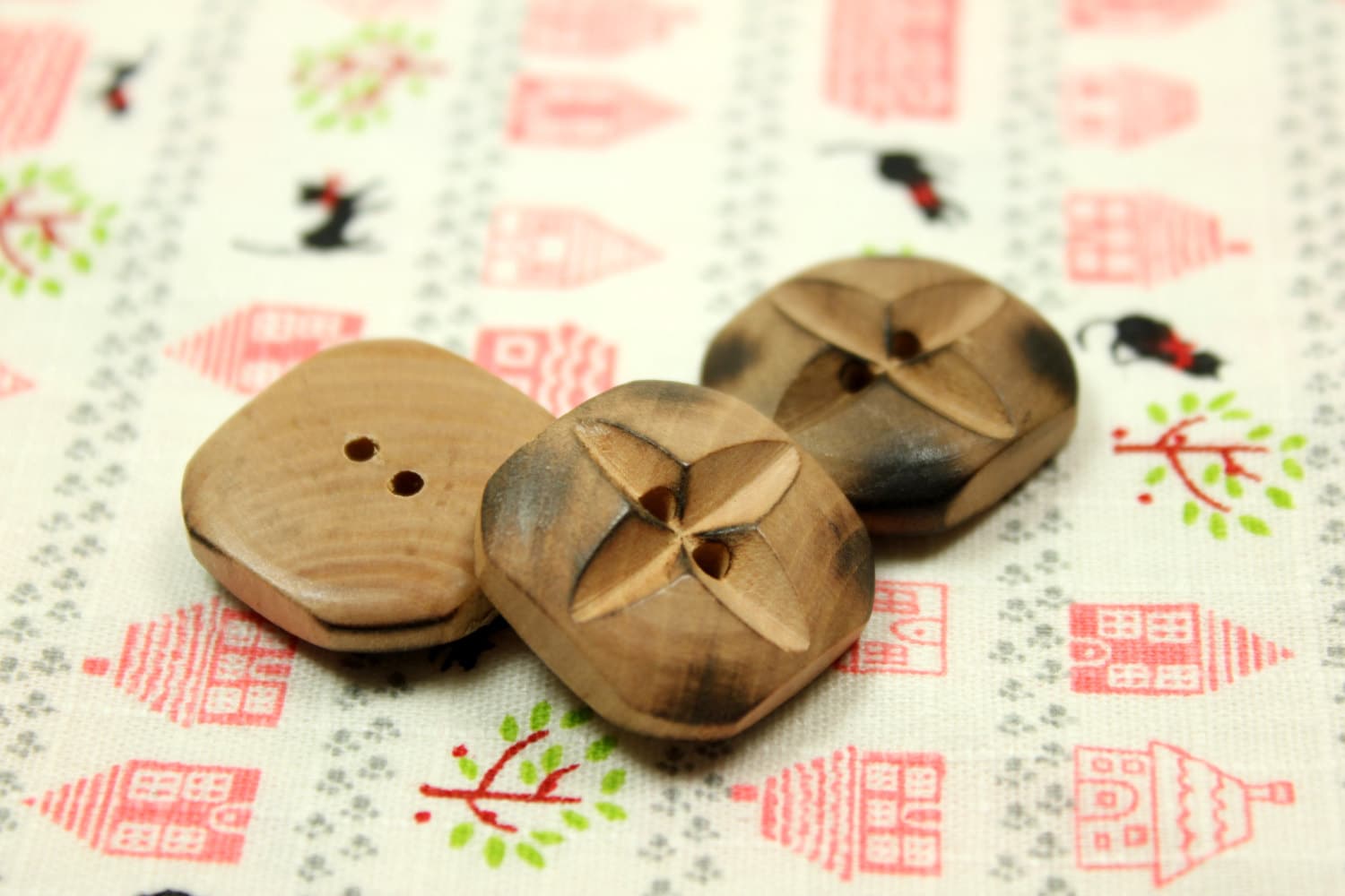 Wood Buttons 10 Pieces of Original Wood Burned Edge Deep - Etsy