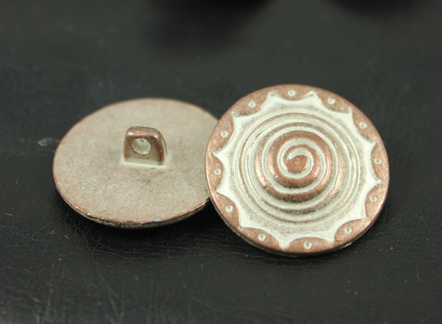 Metal Buttons Spiral Metal Buttons Copper White Patina - Etsy