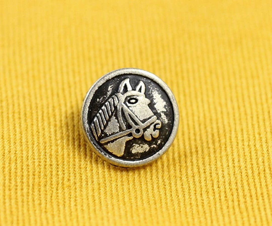 Metal Buttons - Horsehead Metal Buttons , Retro Silver Color , Shank ...