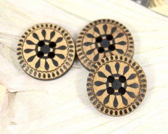 Wooden Buttons - Antiqued Triangle Recessed Center Brown Wooden Buttons ...