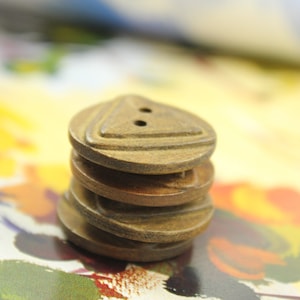 Wooden Buttons - Antiqued Triangle and Round Cascading Brown Wood ...