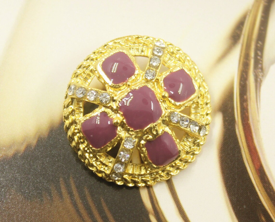 Metal Buttons Exquisite Rhinestone and Purple Lattice Crown - Etsy