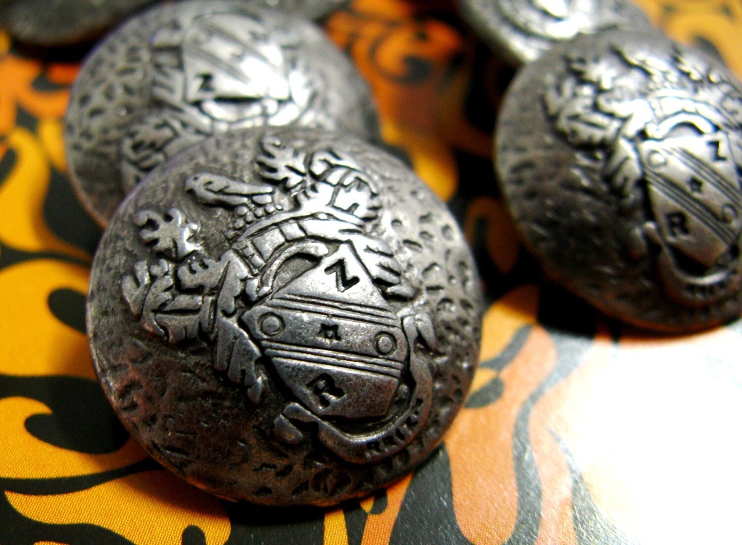 Metal Buttons Shield Emblem Metal Buttons Gunmetal Color | Etsy