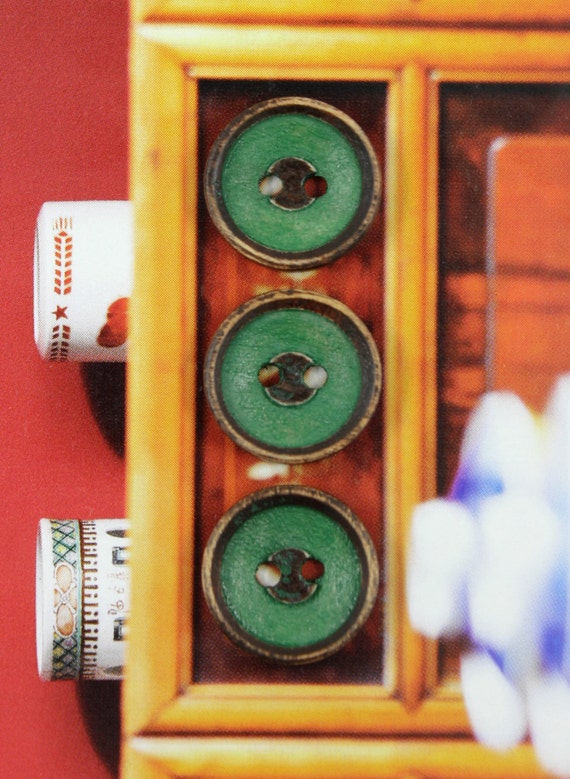 Wooden Buttons 10 Pieces of Retro Green Brushed Effect Wood - Etsy