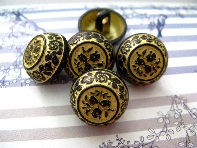 Metal Buttons Flower Carving Metal Buttons Gunmetal Yellow - Etsy