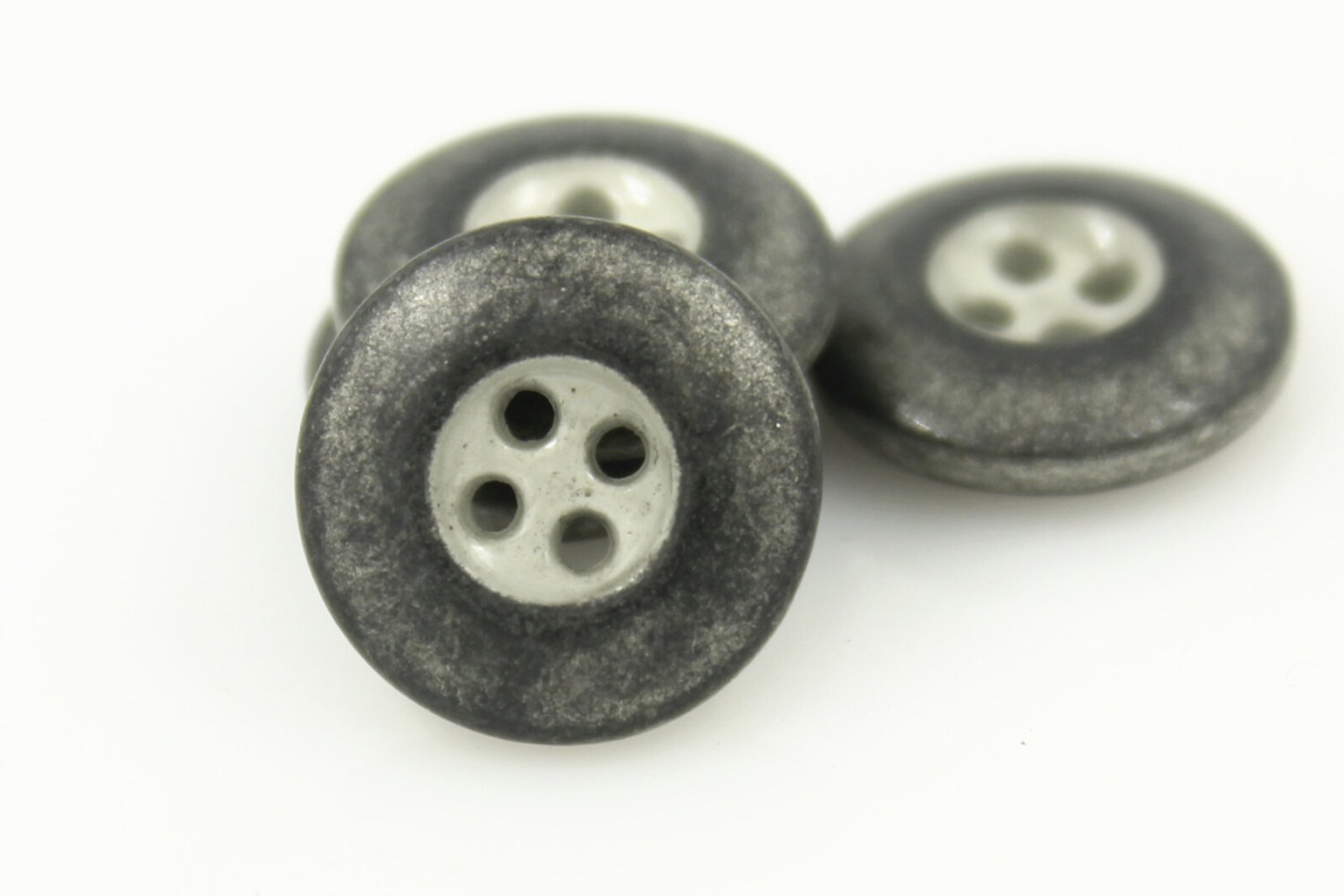 Metal Buttons Thick Edge Metal Buttons Gunmetal White | Etsy