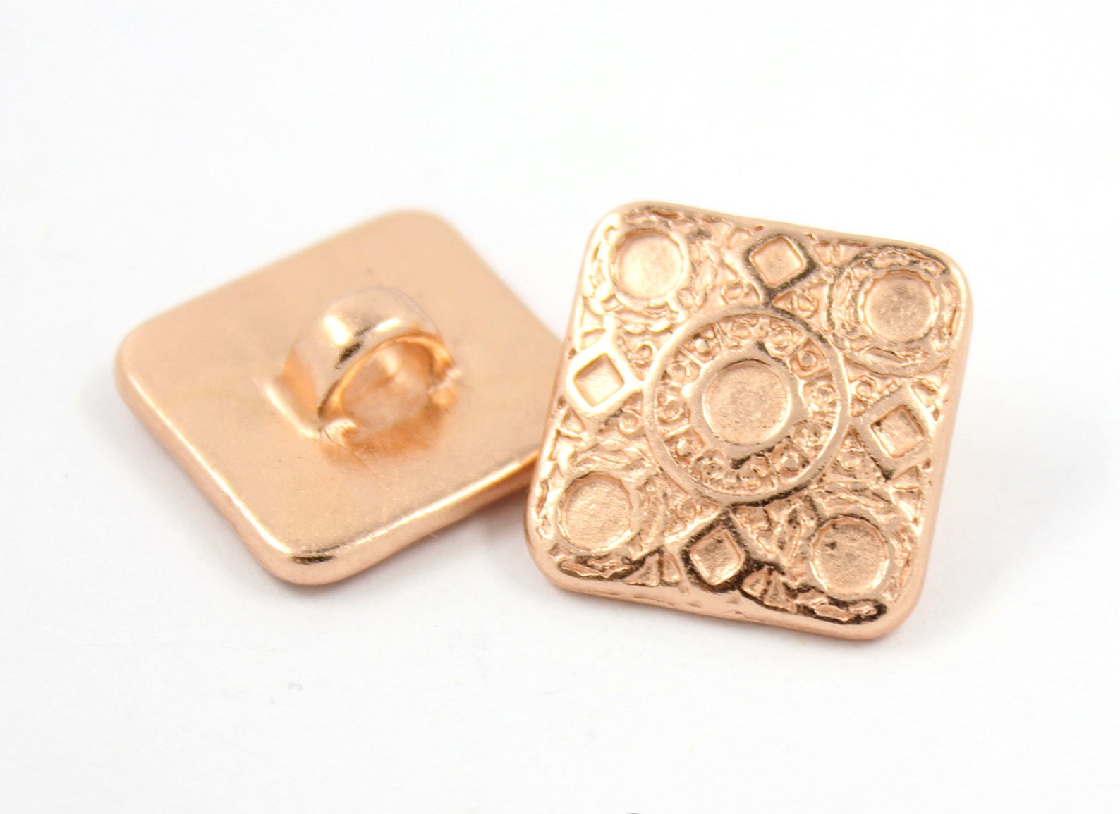 Square Metal Buttons Round and Square Matrix Rose Gold Metal - Etsy