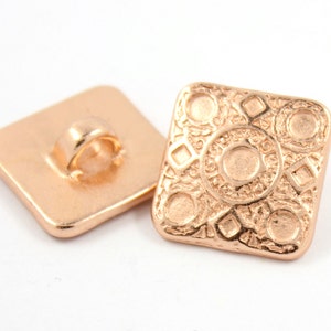 Square Metal Buttons - Round and Square Matrix Rose Gold Metal Shank ...