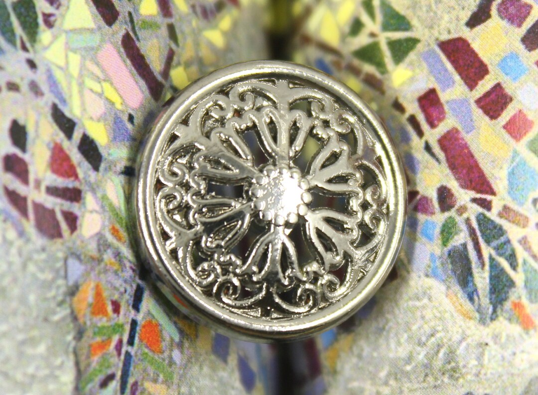 Metal Buttons - Flowery Engraving Metal Buttons , Shiny Gunmetal Color ...
