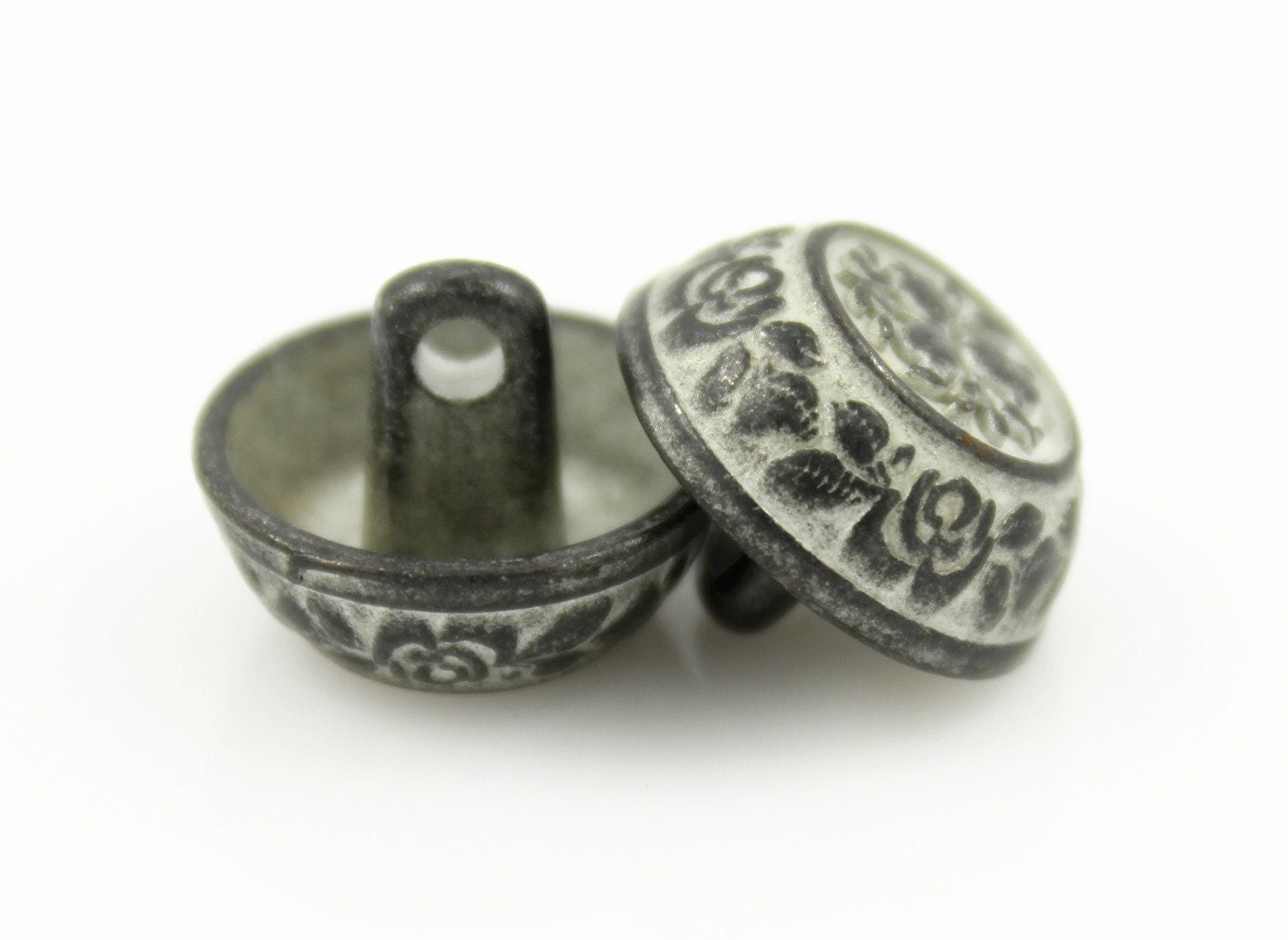 Metal Buttons - Flower Carving Metal Buttons , Gunmetal White Color ...