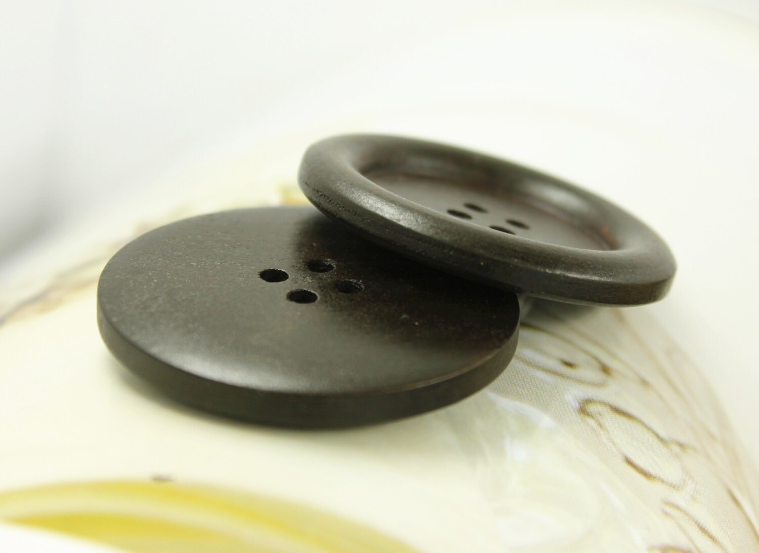 Wood Buttons - Classy Thick Border Recessed Center Dark Brown Wooden ...