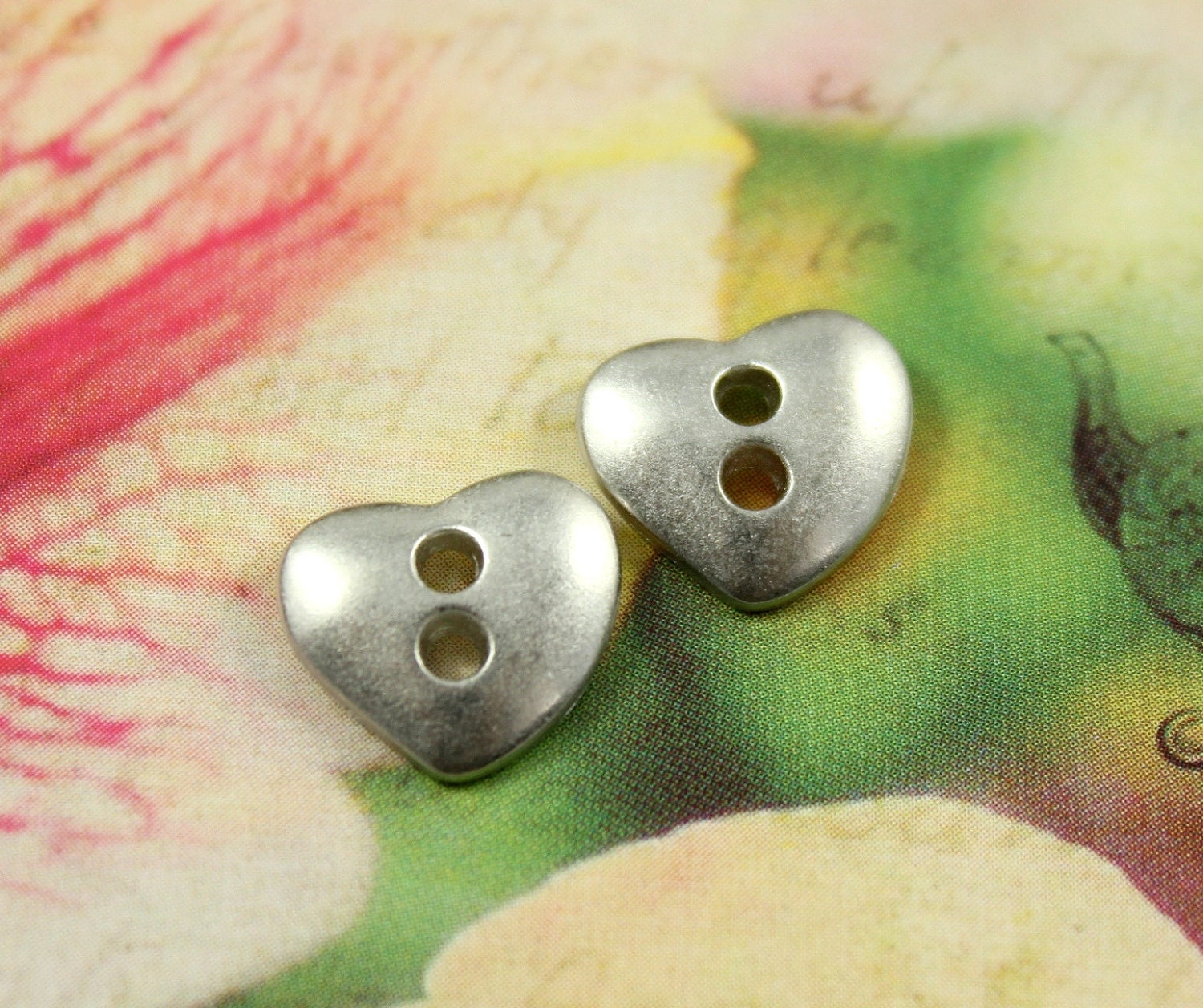Metal Buttons Plump Heart Metal Buttons Silver Color 2 | Etsy