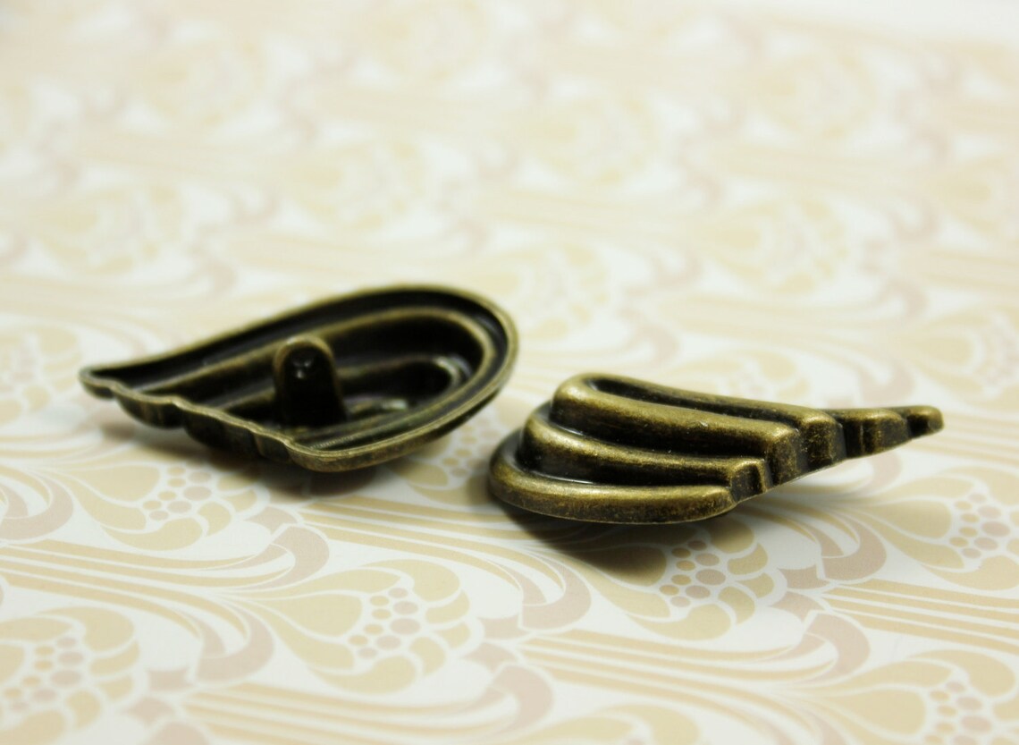 Metal Buttons Wing Metal Buttons Antique Brass Color - Etsy