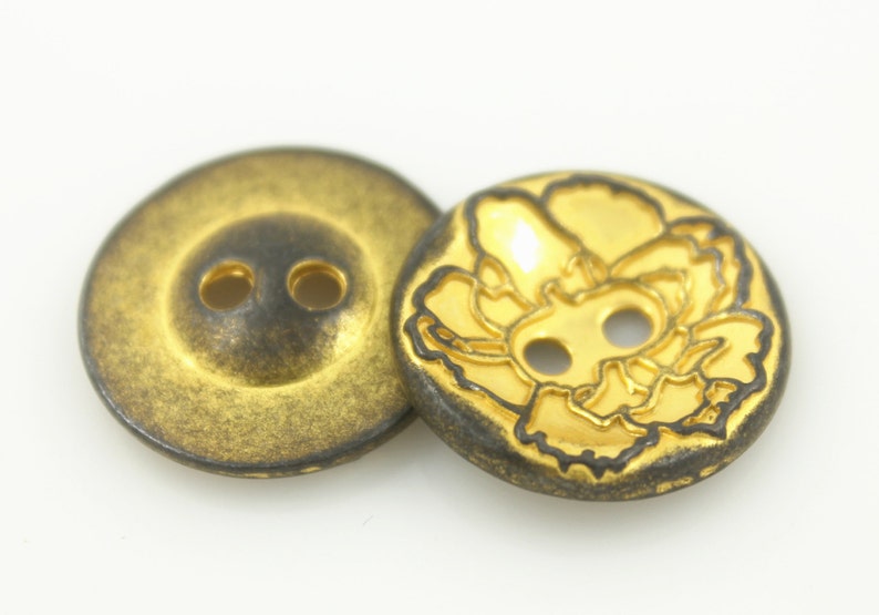 Metal Buttons Hibiscus Metal Buttons Gunmetal Yellow Color | Etsy