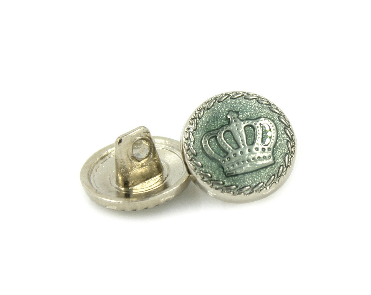 Metal Buttons Silver Crown Metal Buttons Teal Blue Aqua - Etsy