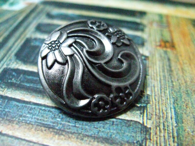 Metal Buttons Ribbon Art Flower Metal Buttons Gray Silver - Etsy