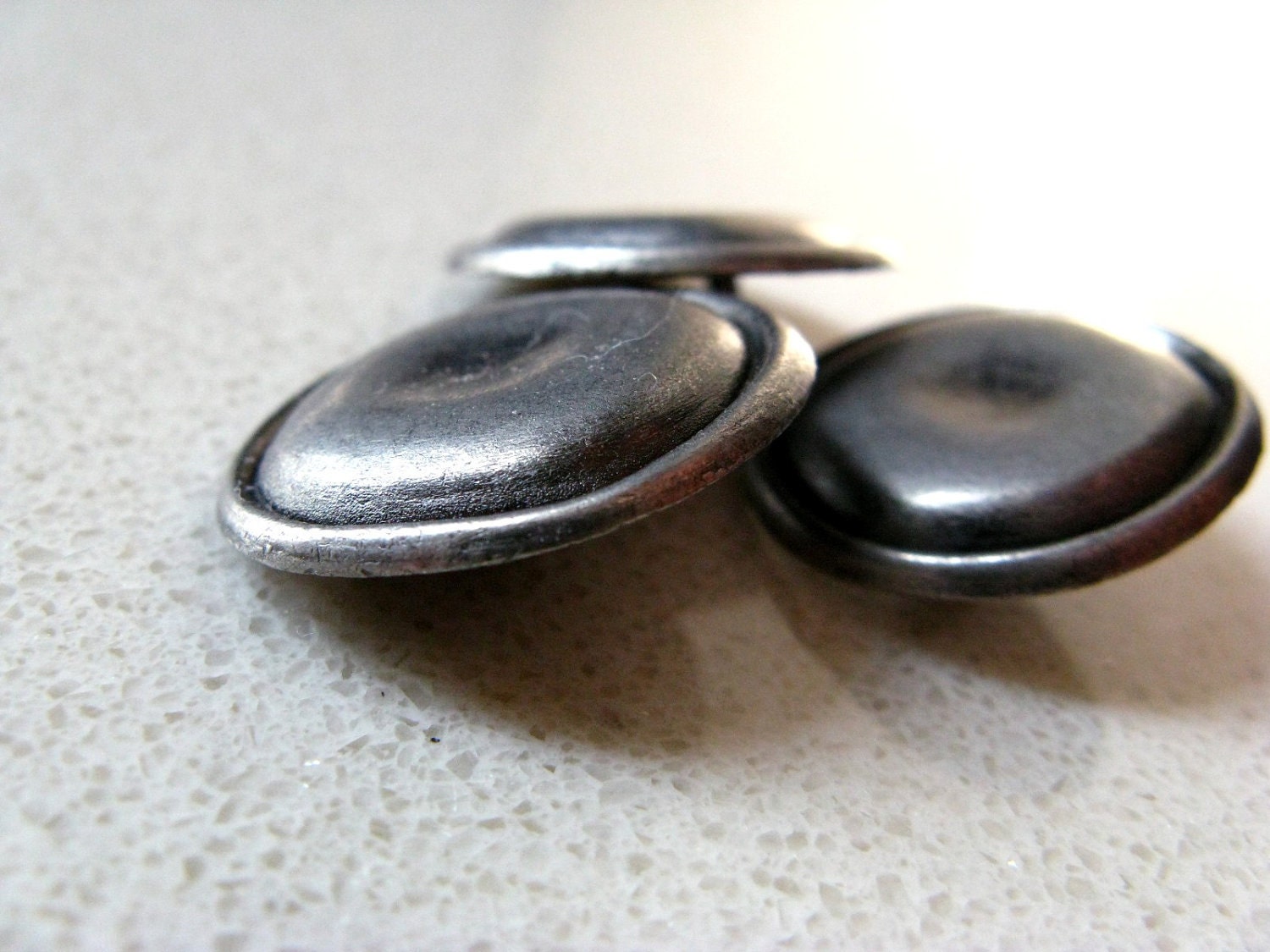 Metal Buttons Caved Rustic Round Metal Buttons Gray Silver | Etsy