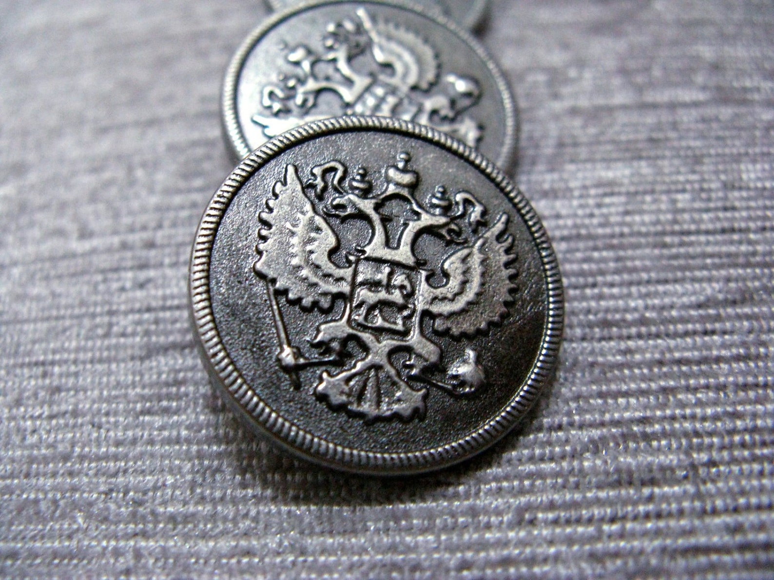 Metal Buttons Two-headed Eagle Metal Buttons Gray Silver - Etsy