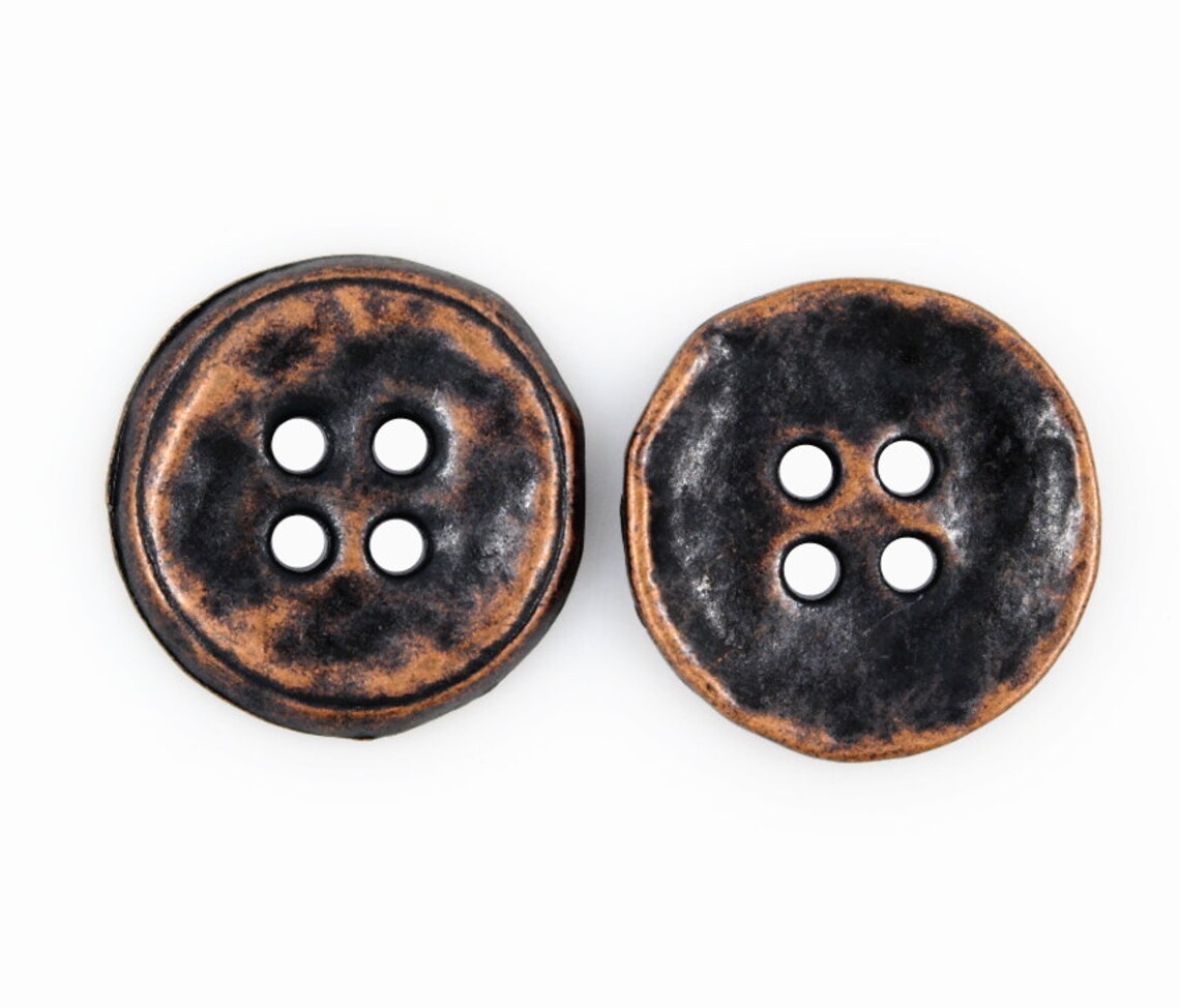 Metal Buttons - Rustic Antique Copper Metal Hole Buttons - 0.87 Inch ...