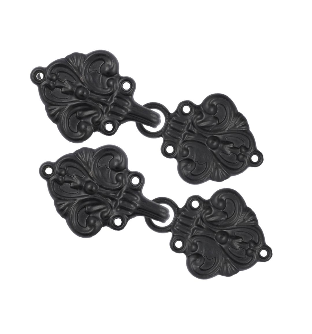 Cloak Clasp Fasteners - Stunning Matte Black Baroque Fleur-de-lis Swirl ...