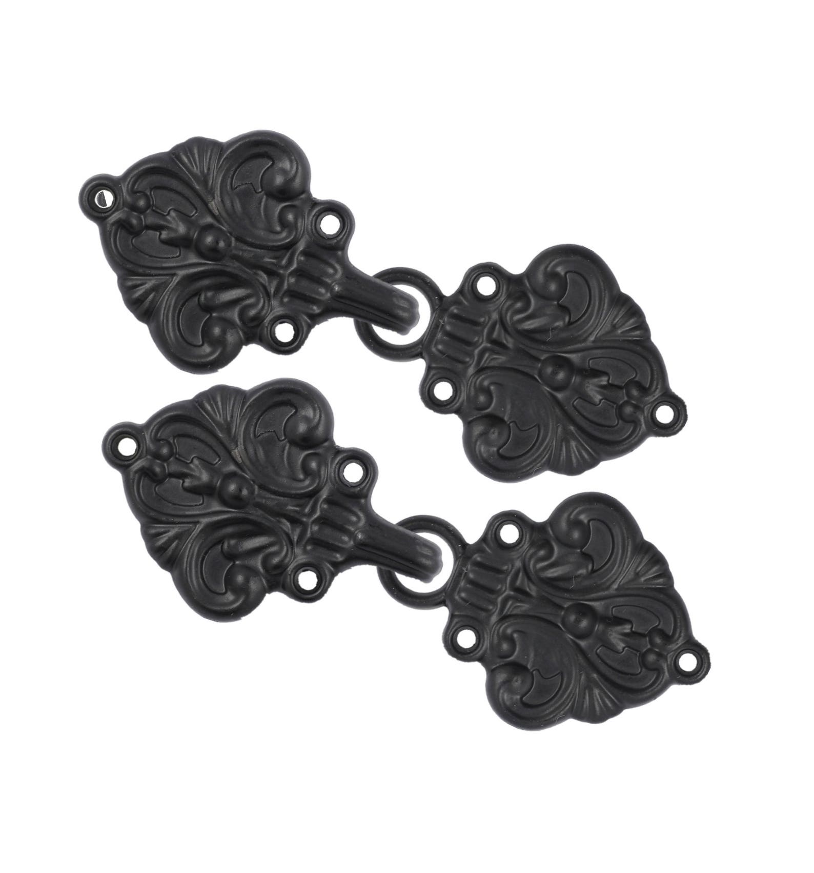 Cloak Clasp Fasteners - Stunning Matte Black Baroque Fleur-de-lis Swirl ...