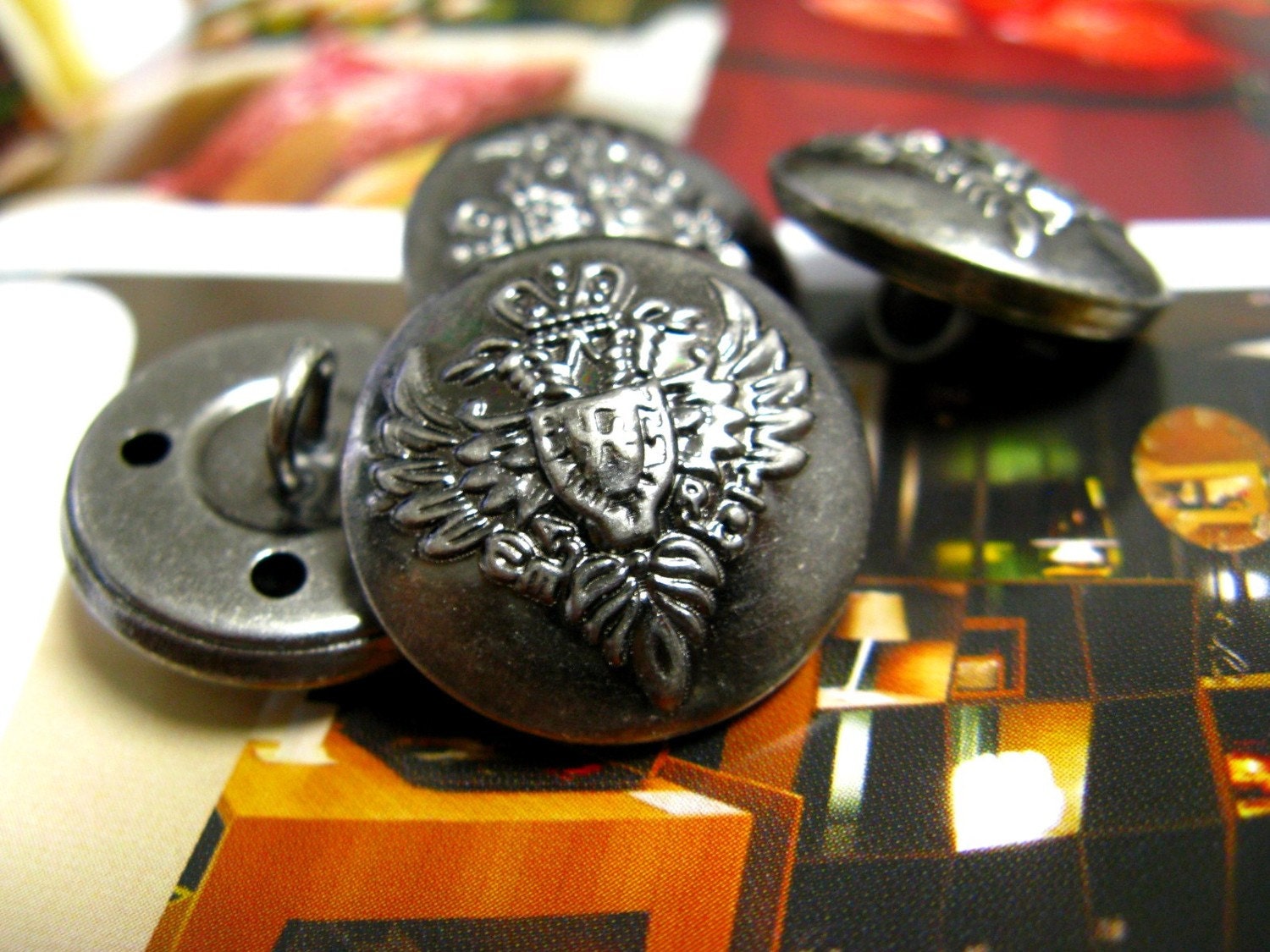 Metal Buttons Feather Wing Metal Buttons Gunmetal Color - Etsy