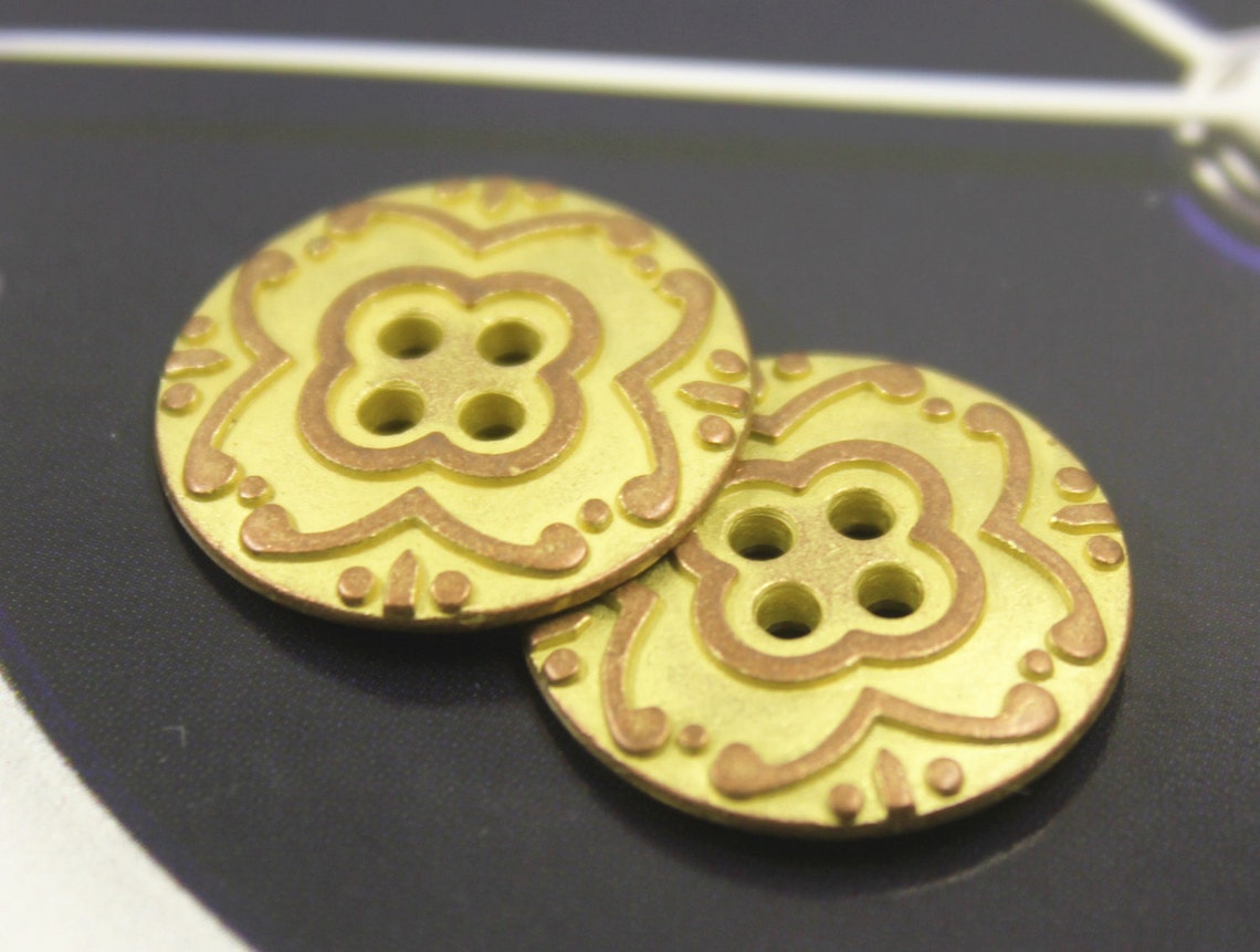 Metal Buttons Flower Metal Buttons Copper Yellow Color 4 | Etsy