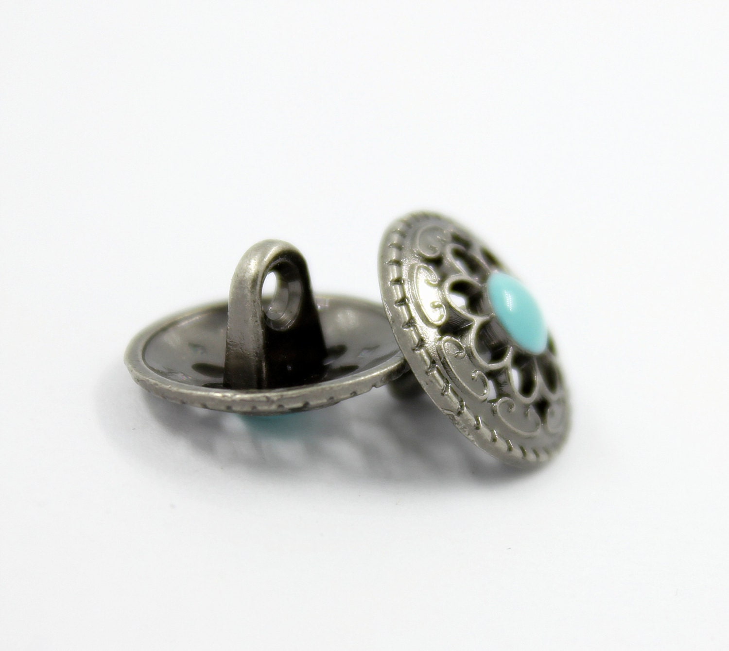 Metal Buttons Gray Silver Openwork Flower Shank Metal | Etsy