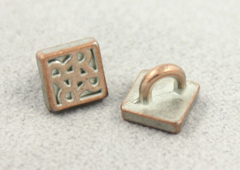 Metal Buttons - Square Flower Motif Copper White Metal Shank Buttons ...