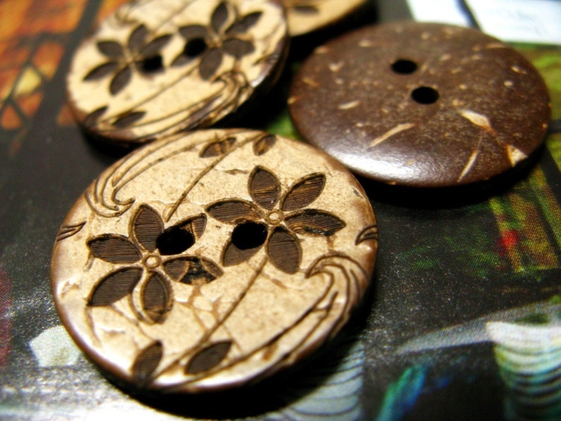 Wooden Buttons 10 Pieces of Japanese Style Khaki Concave - Etsy