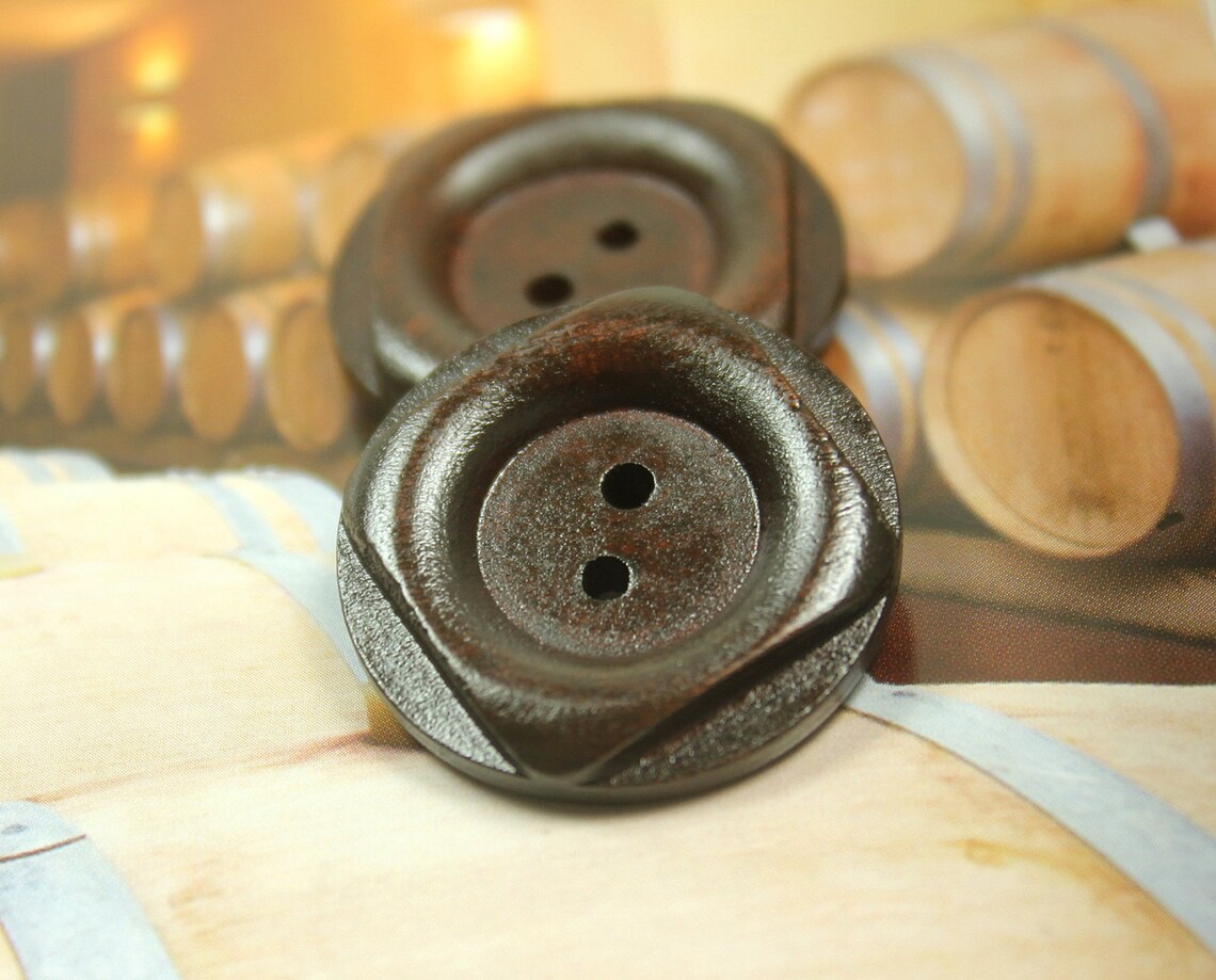 Wooden Buttons - Square and Round Cascading Recessed Center Brown ...