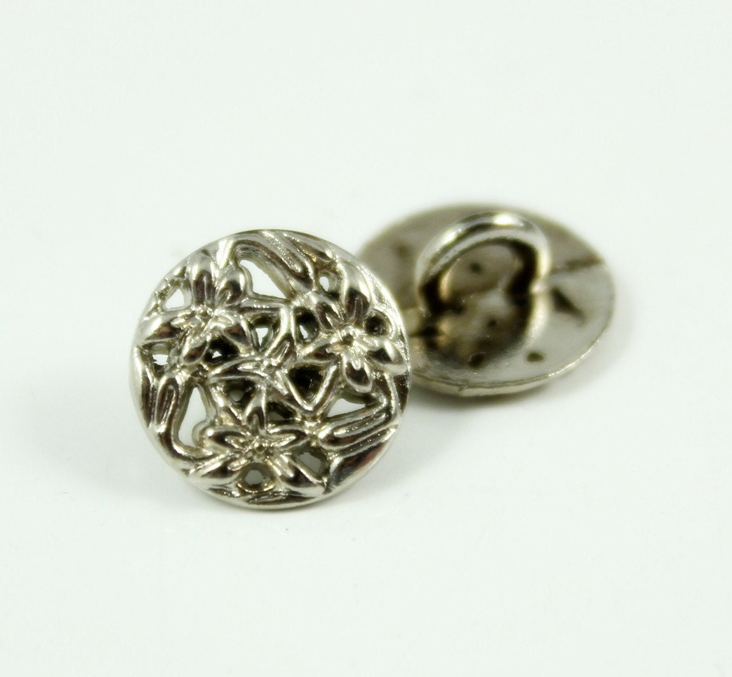 Metal Buttons Bouquet Metal Buttons Shiny Silver Color - Etsy