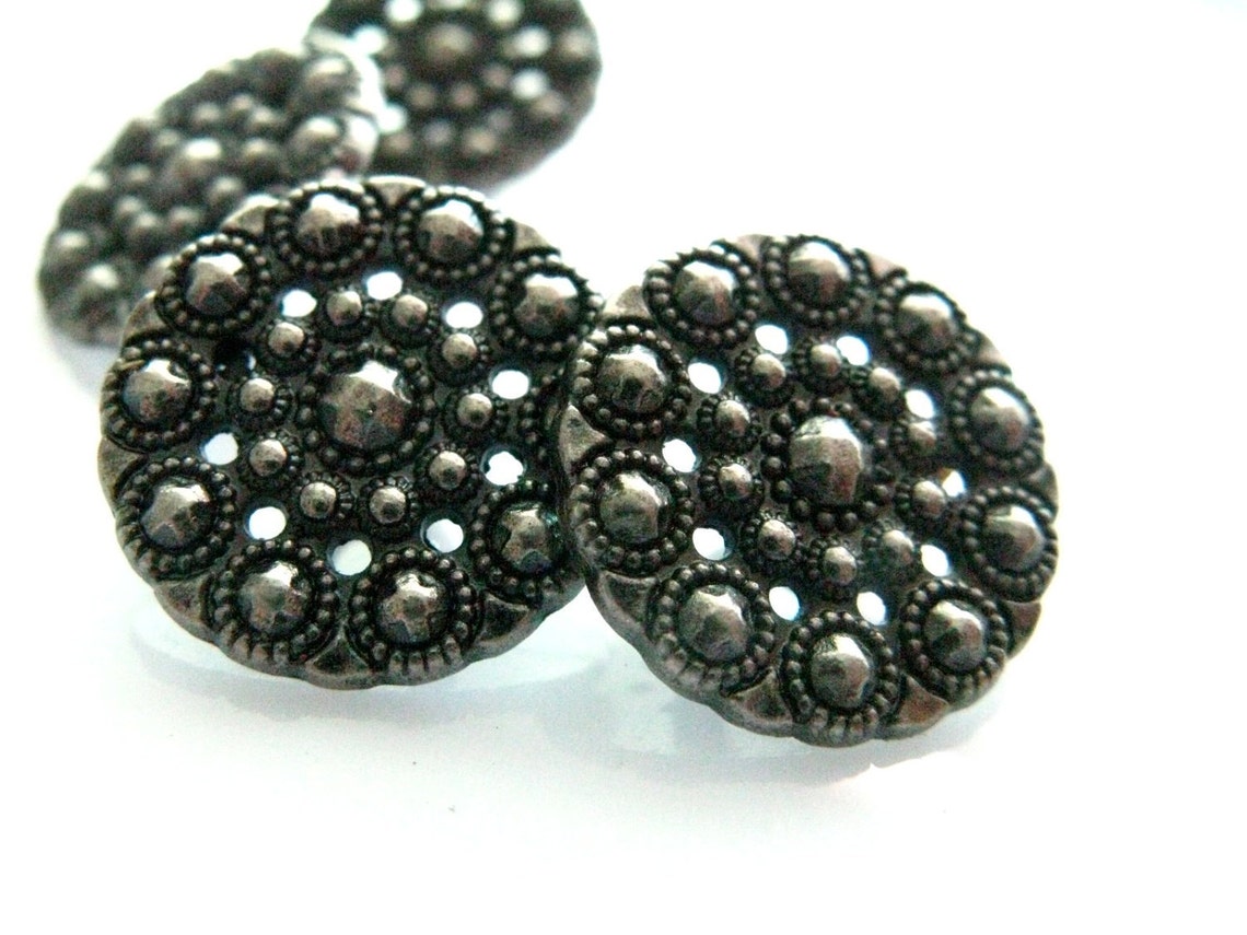 Metal Buttons - 10 Pieces Meticulous Gothic Gorgeous Open Work Beaded ...