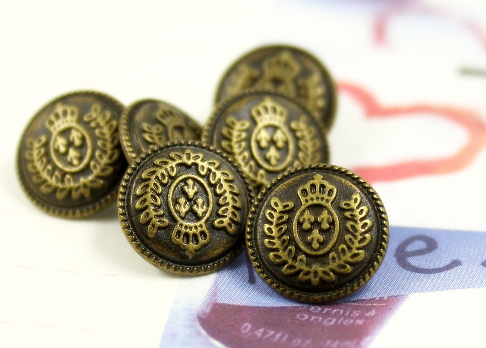 Metal Buttons Crest Emblem Metal Buttons Antique Brass - Etsy