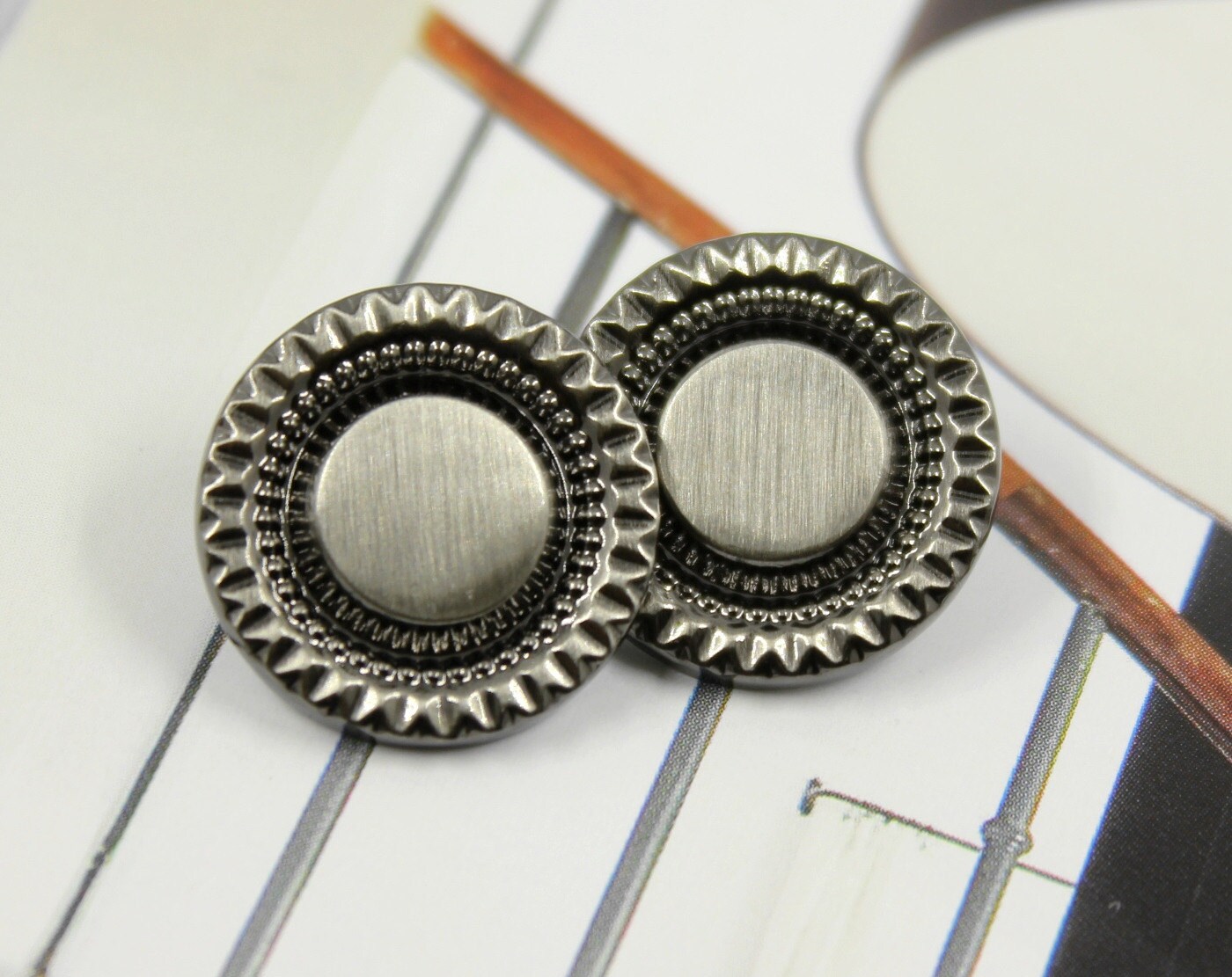 Metal Buttons Crown Gear Metal Buttons Shiny Gunmetal - Etsy