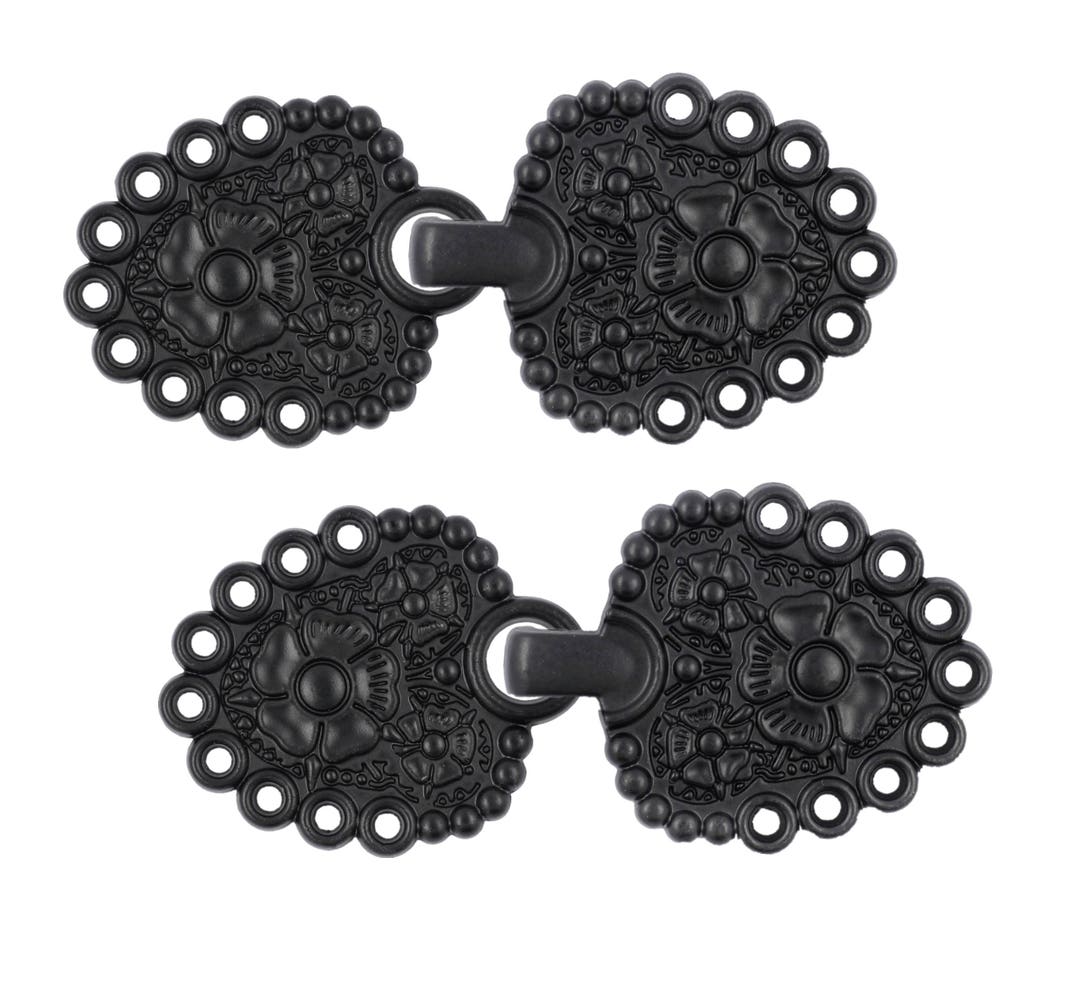Cloak Clasp Fasteners - Romantic Bouquet Design Matte Black Cloak Clasp ...