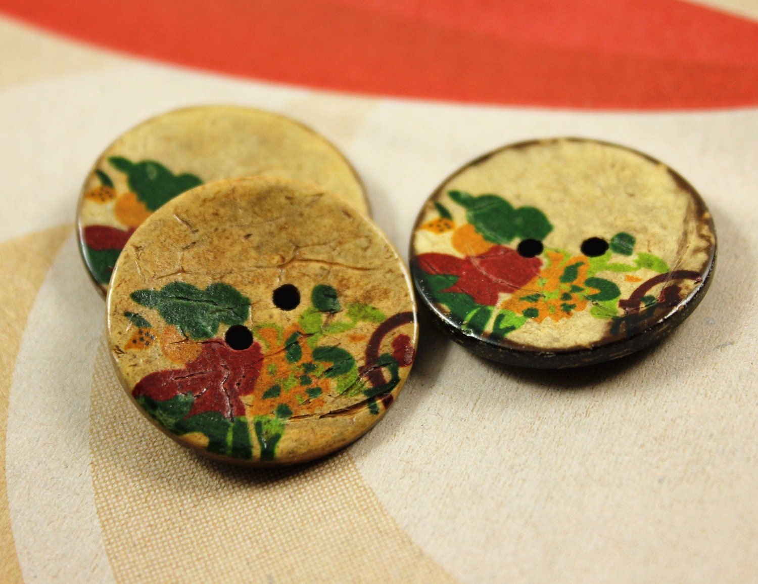 Flower Wooden Buttons - Aesthetic Peony Painting Wood Buttons, 1 Inch ...