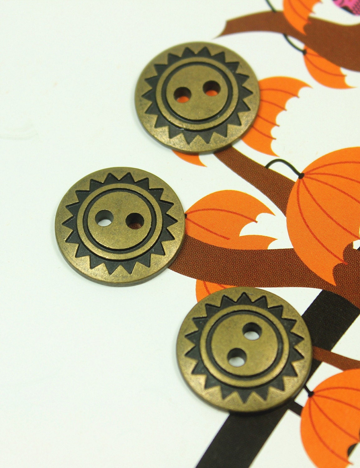 Metal Buttons ZIG-ZAG Metal Buttons Antique Brass Color | Etsy