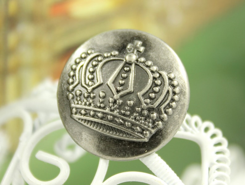 Metal Buttons Victorian Crown Metal Buttons Gray Silver | Etsy