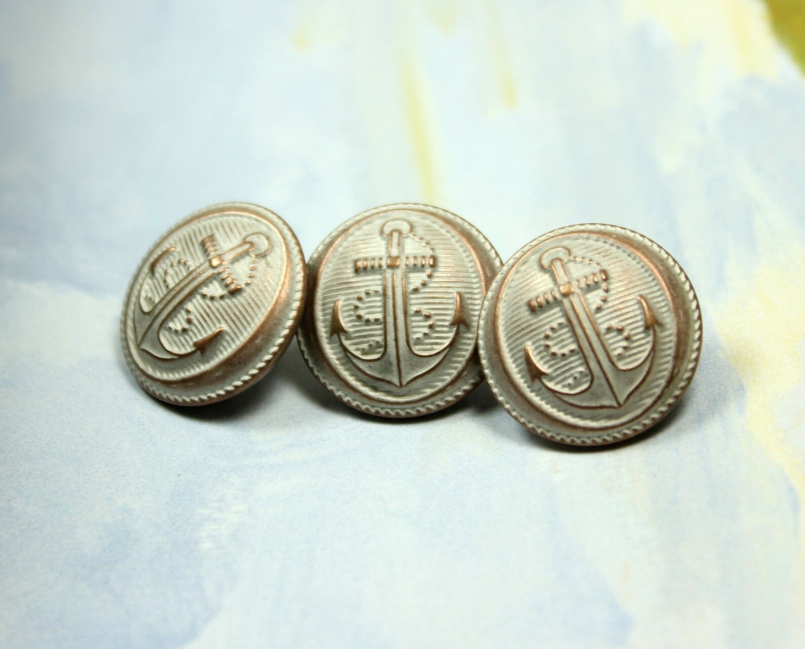 Metal Buttons Rope and Anchor Metal Buttons Copper White - Etsy
