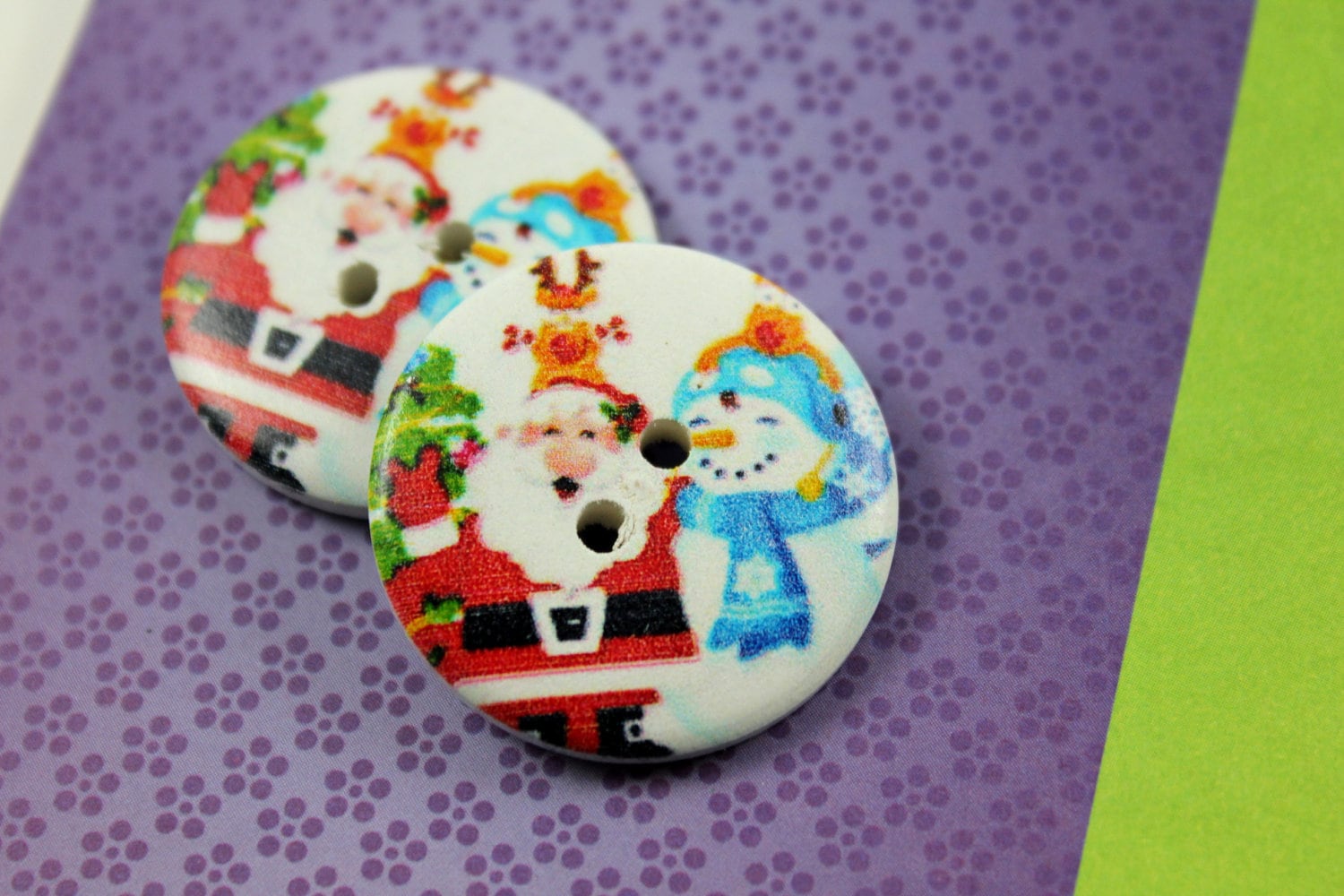 Wooden Buttons Happy Christmas Man and Snowman Picture White - Etsy