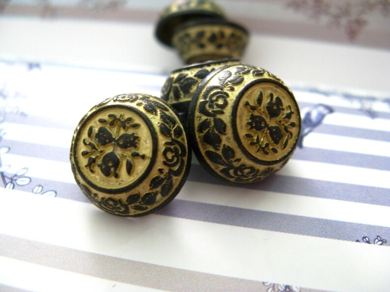 Metal Buttons Flower Carving Metal Buttons Gunmetal Yellow - Etsy