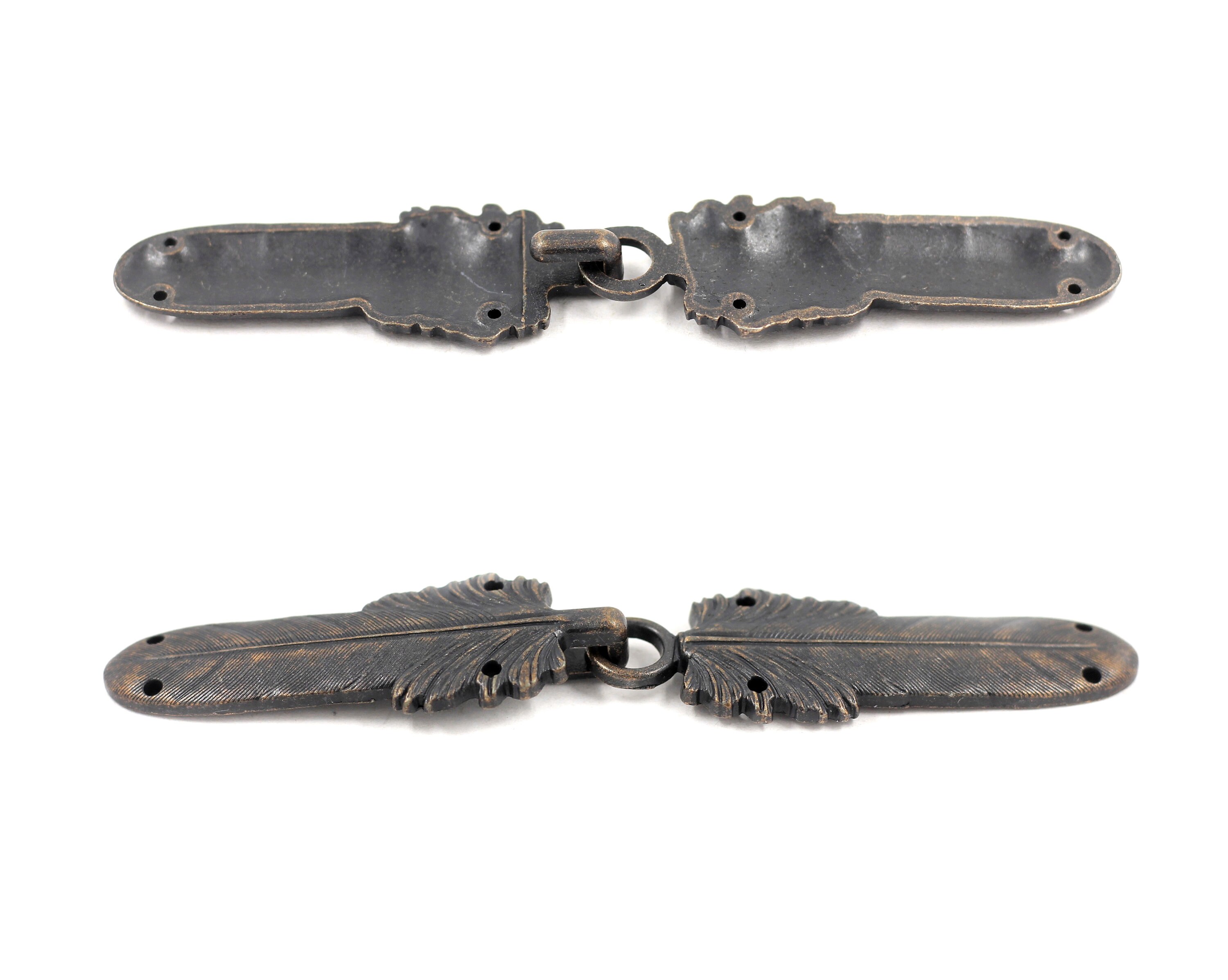 Large Feather Black Copper Cloak Clasp Metal Fasteners. One Pair. - Etsy
