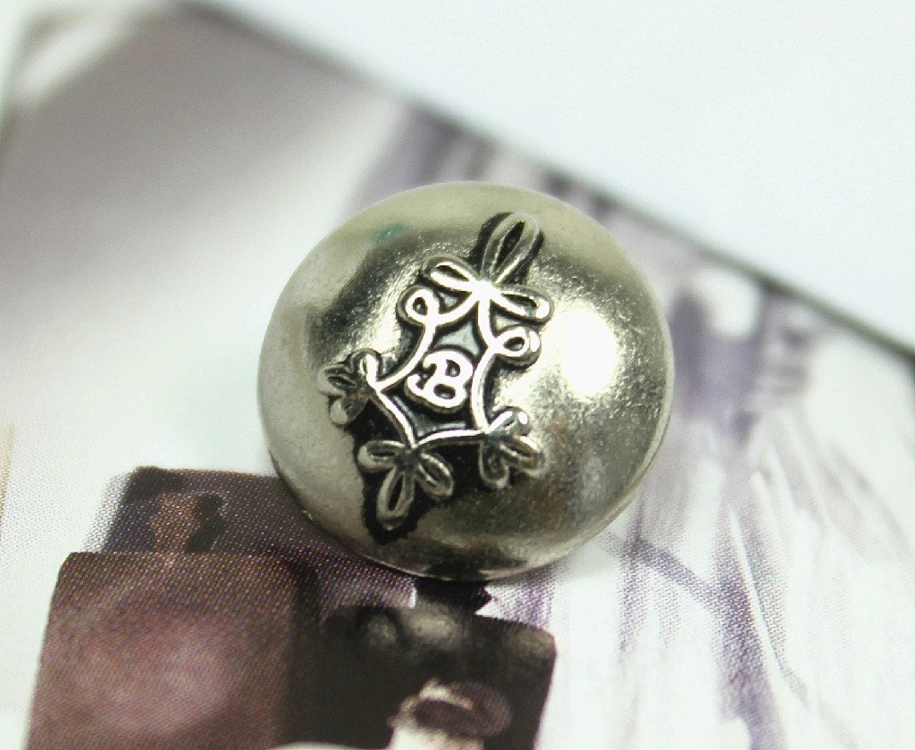Metal Buttons Monogram Metal Buttons Silver Color Domed | Etsy