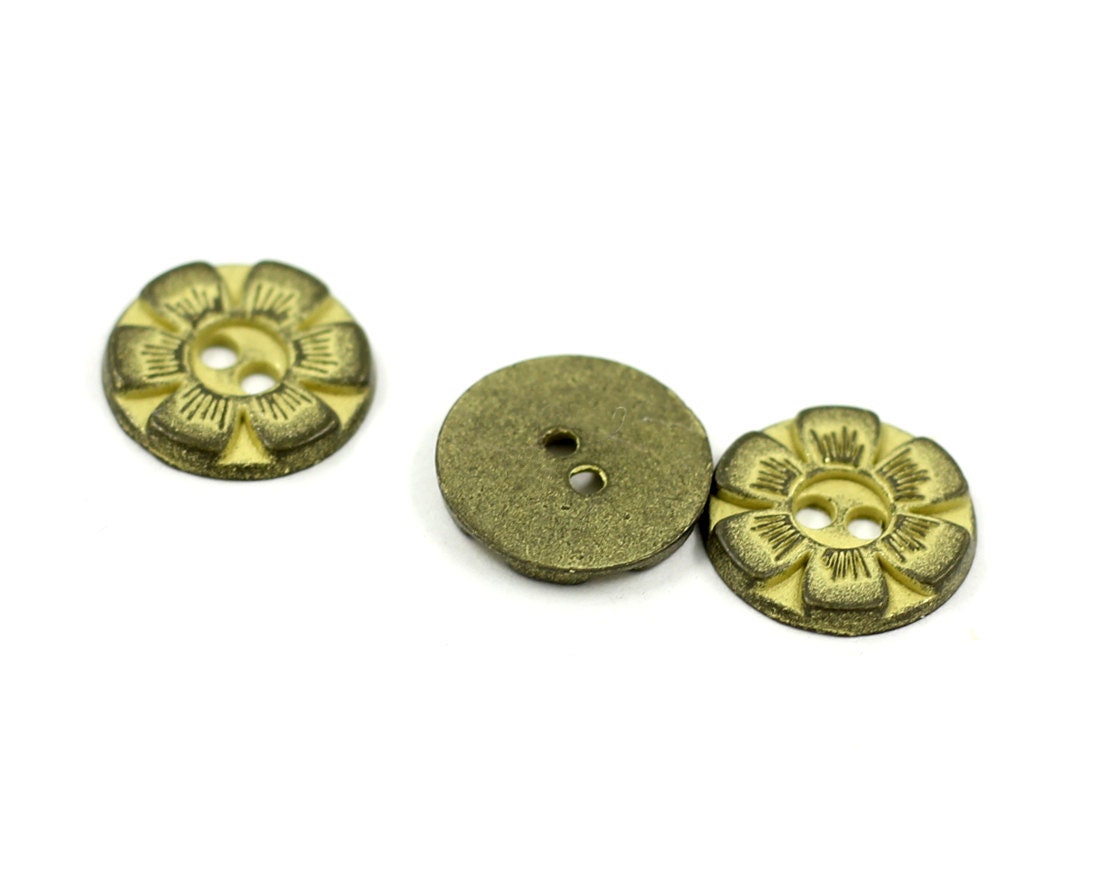 Metal Buttons Small Flower Metal Hole Buttons Gunmetal | Etsy
