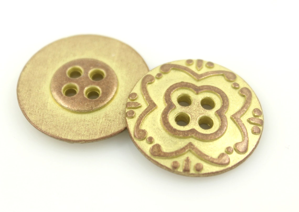 Metal Buttons Flower Metal Buttons Copper Yellow Color 4 | Etsy