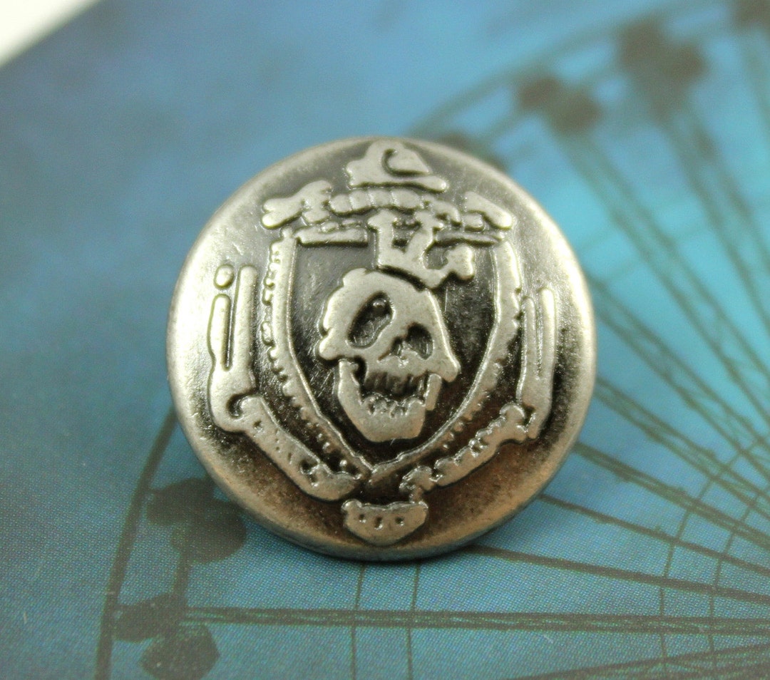Metal Buttons - Skull King Metal Buttons , Gray Silver Color , Shank ...